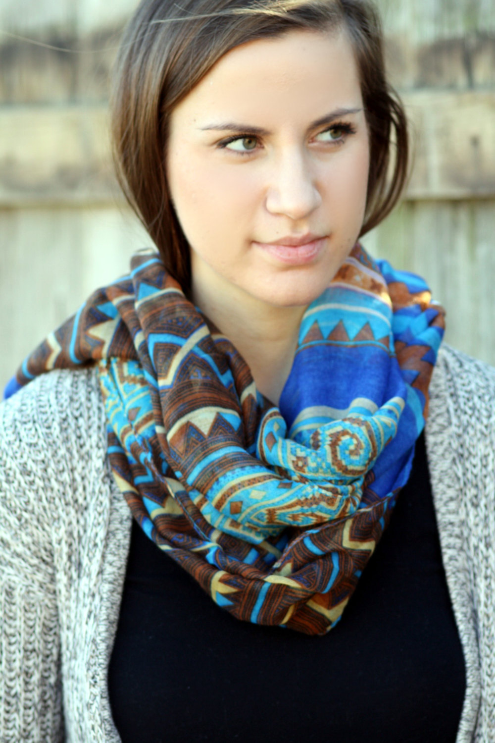 Boho Scarf- Aztec, Tribal Poncho Scarf - Aztec Shawl Scarf - Knitted ...