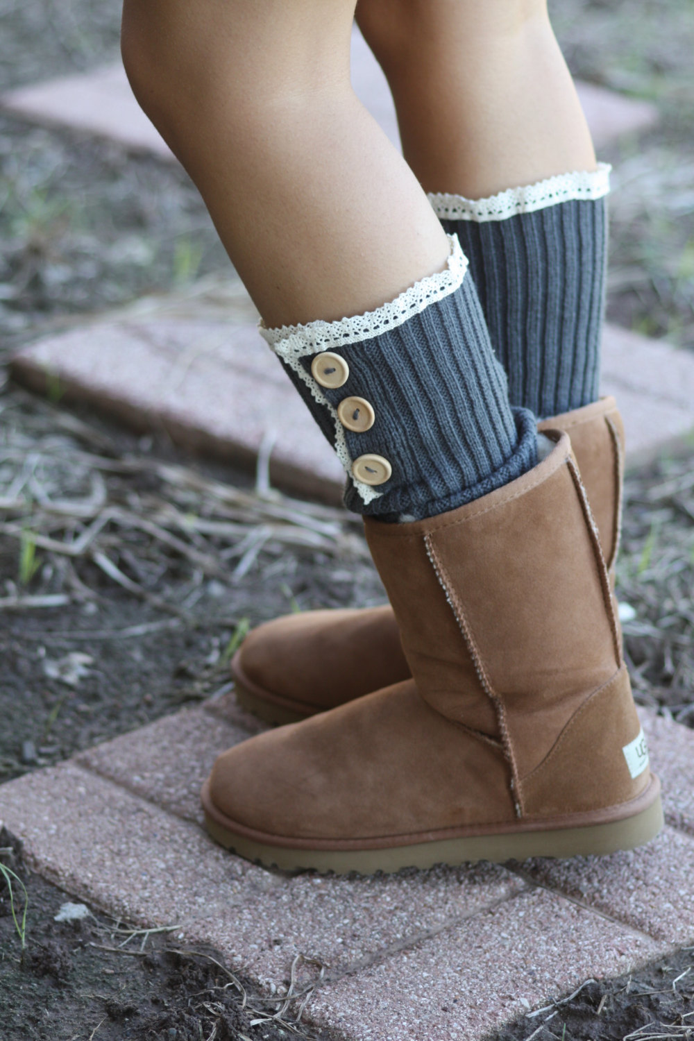 Boot Cuff Legwarmers - Vintage Lace, Boho, Knitted, Buttons , Over The ...